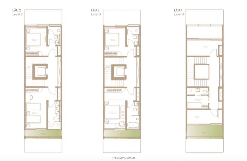 Layout nhà phố Soho loại 1A-1B-1C-1D - The Global City