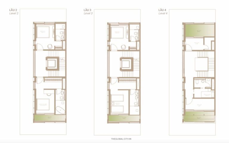 Layout Nhà Phố Soho 2A-2B-2C-2D - The Global City