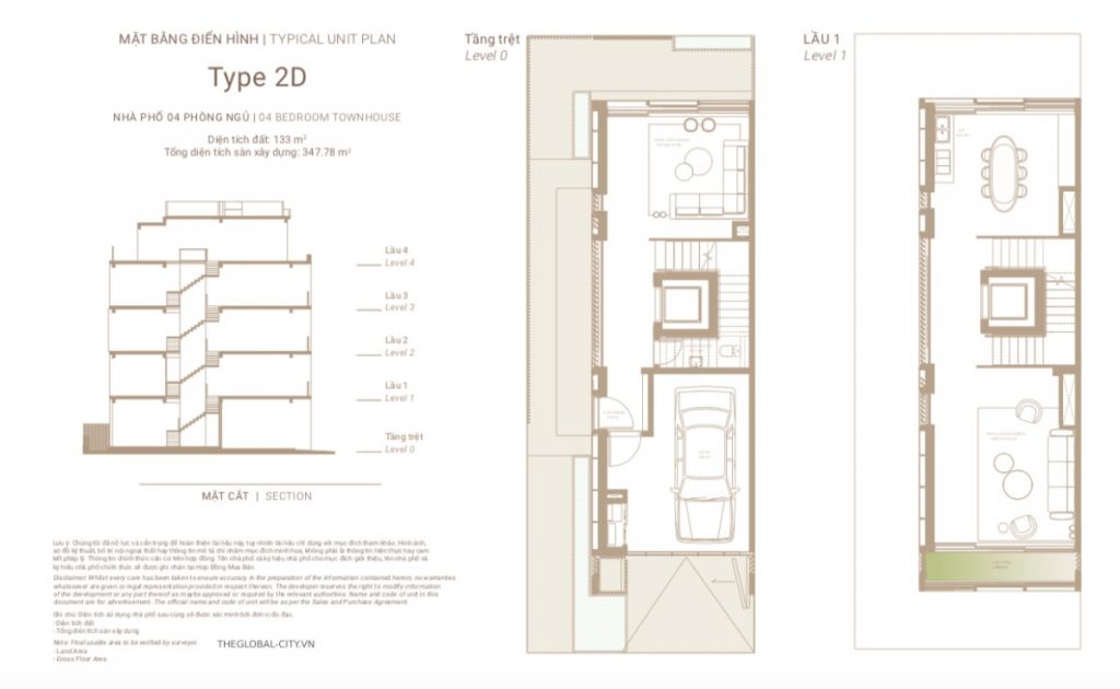 Layout Nhà Phố Soho 2A-2B-2C-2D - The Global City