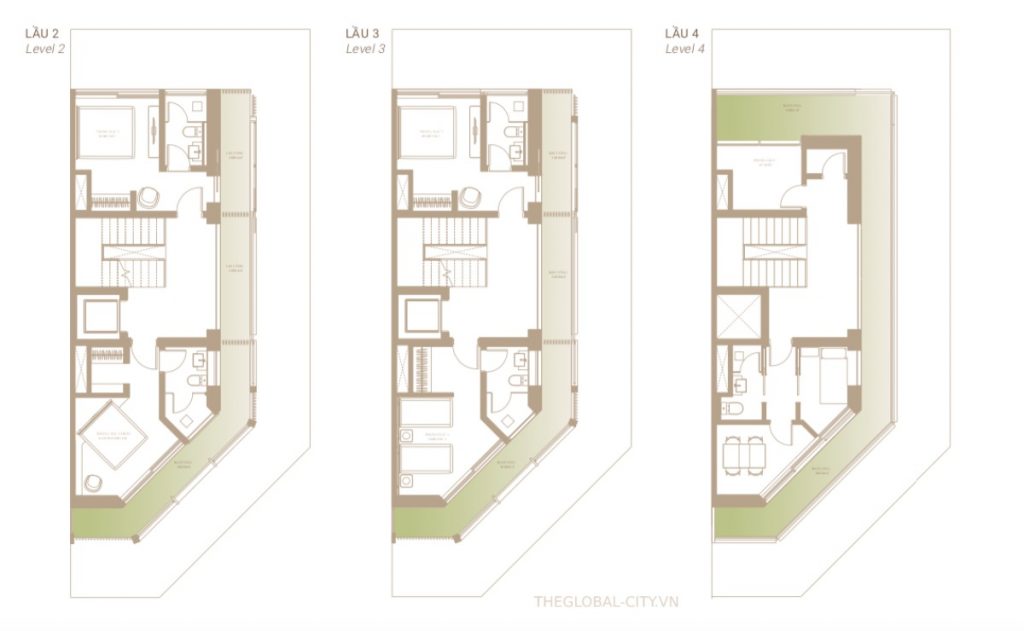 Layout Nhà Phố Soho 3A-3B-3C-D - The Global City