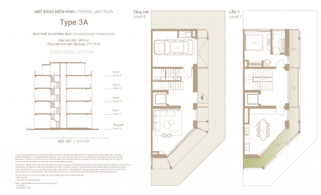 Layout Nhà Phố Soho 3A-3B-3C-D - The Global City