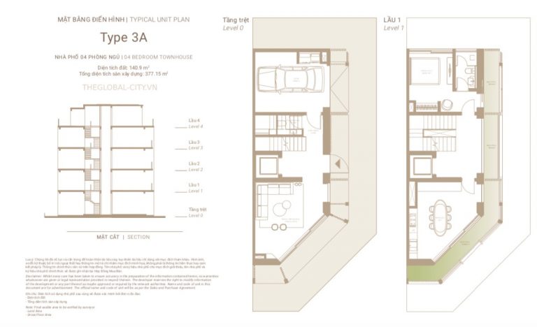 Layout Nhà Phố Soho 3A-3B-3C-D - The Global City