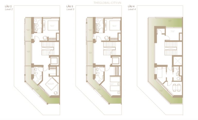 Layout Nhà Phố Soho 3A-3B-3C-D - The Global City
