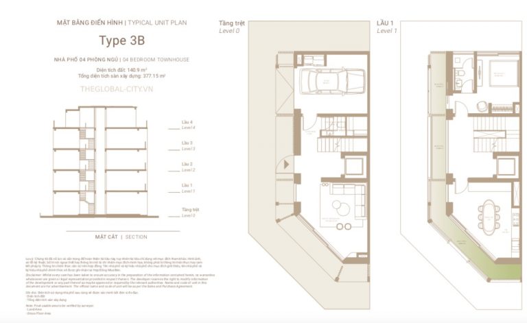 Layout Nhà Phố Soho 3A-3B-3C-D - The Global City