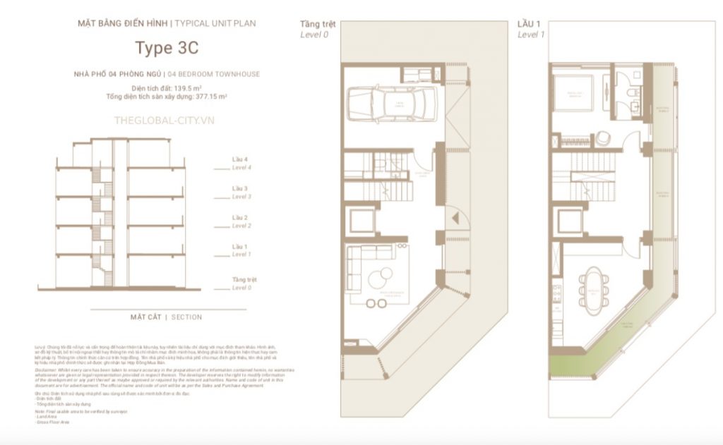 Layout Nhà Phố Soho 3A-3B-3C-D - The Global City