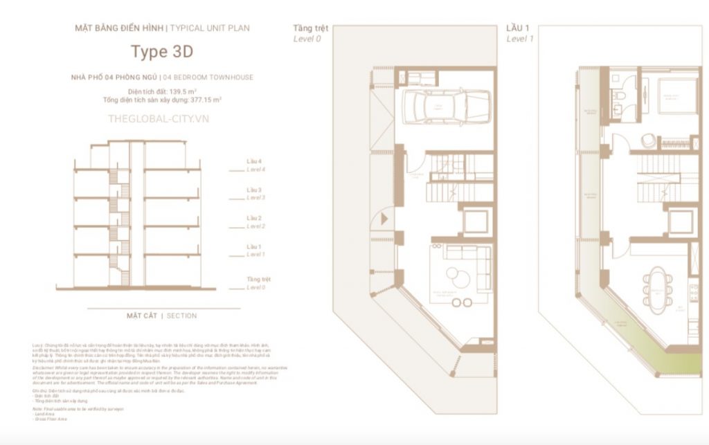 Layout Nhà Phố Soho 3A-3B-3C-D - The Global City
