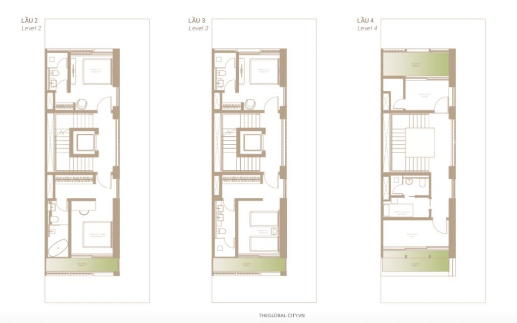 Layout Nhà Phố Soho 2A-2B-2C-2D - The Global City