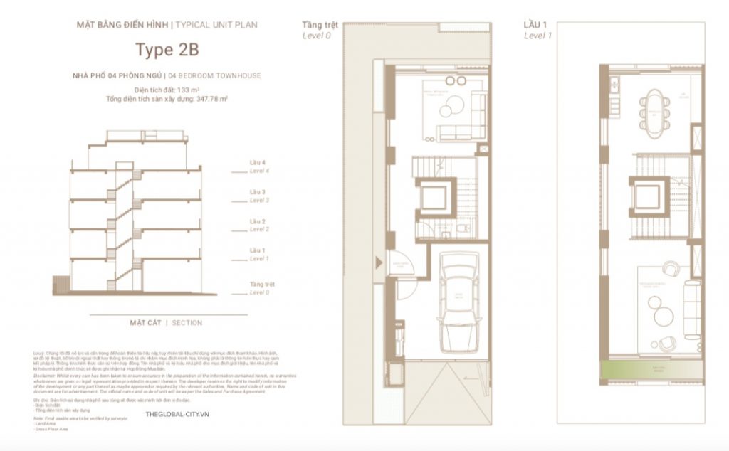 Layout Nhà Phố Soho 2A-2B-2C-2D - The Global City