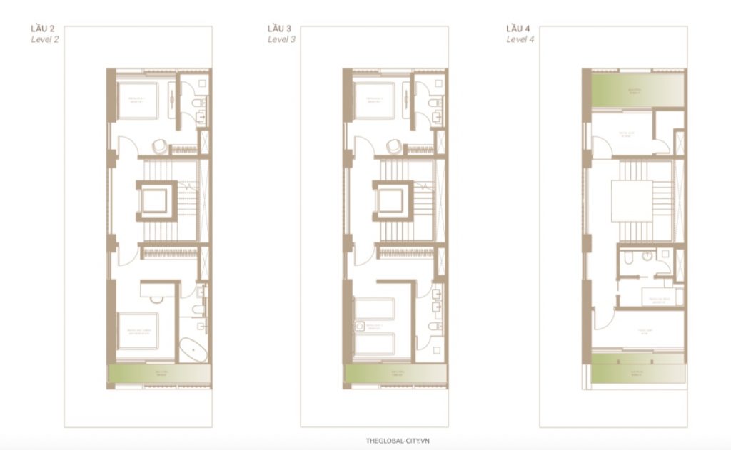 Layout Nhà Phố Soho 2A-2B-2C-2D - The Global City