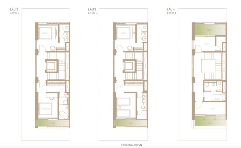 Layout Nhà Phố Soho 2A-2B-2C-2D - The Global City