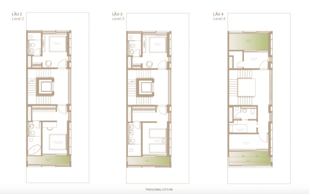 Layout Nhà Phố Soho 2A-2B-2C-2D - The Global City