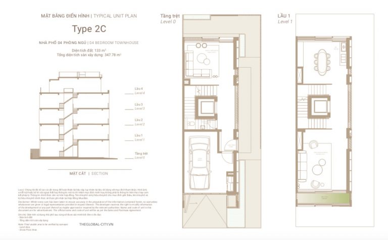 Layout Nhà Phố Soho 2A-2B-2C-2D - The Global City
